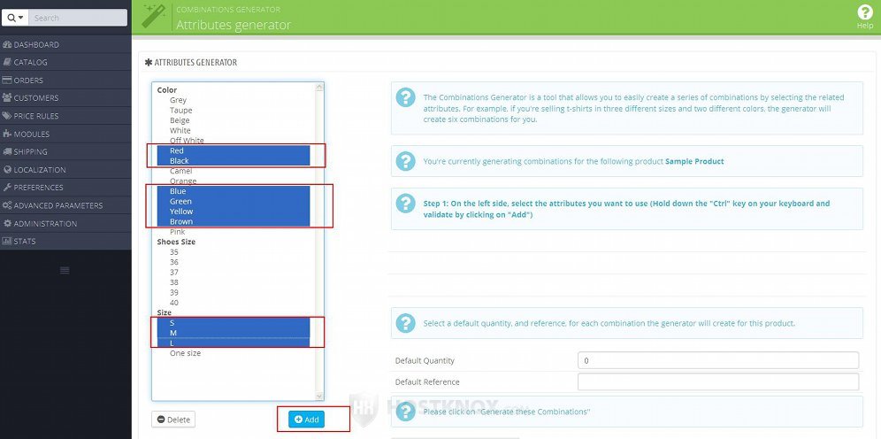 Hostknox Prestashop 1516 Product Combinations Tutorial