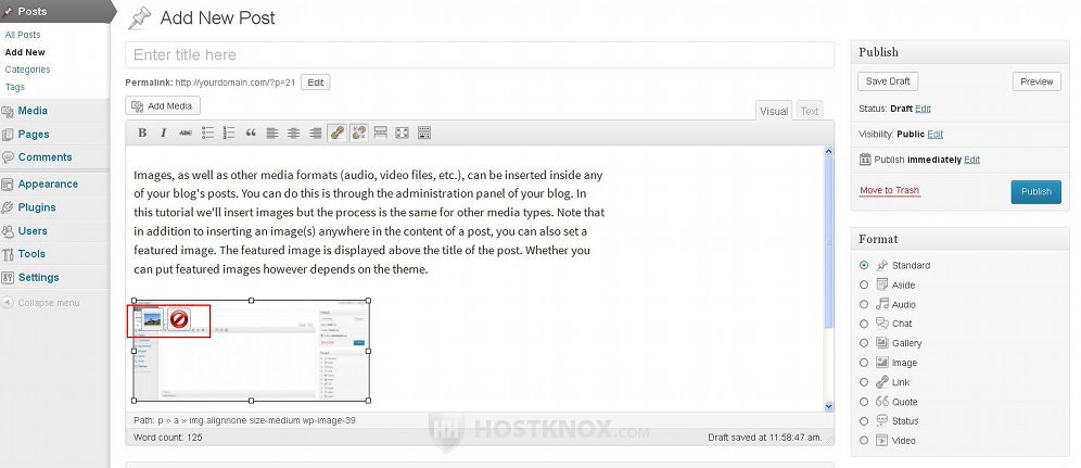 HostKnox :: WordPress Images Tutorial