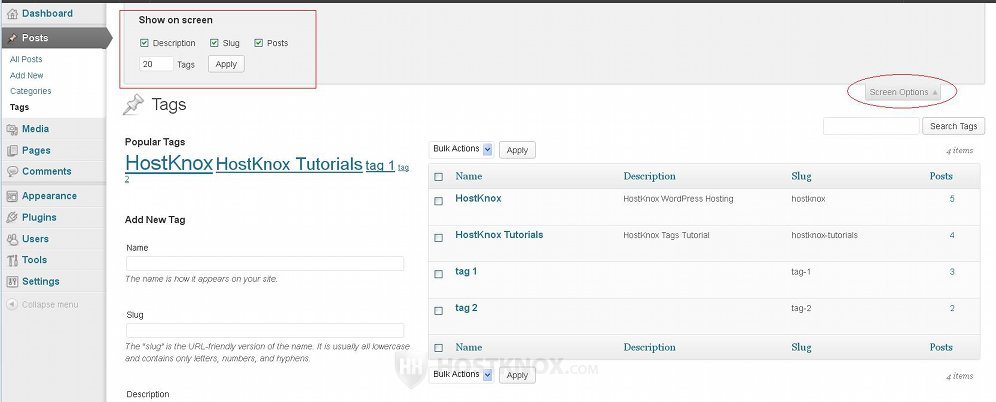 HostKnox :: WordPress Tags Tutorial